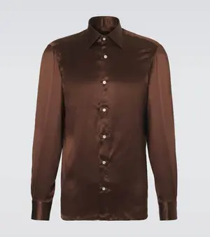Rubinacci Silk Satin Shirt - Brown