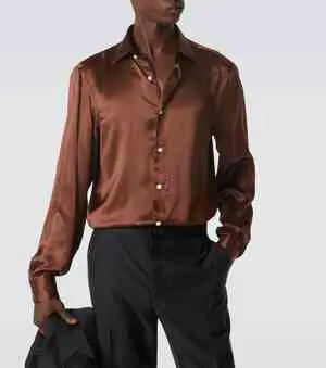Rubinacci Silk Satin Shirt - Brown