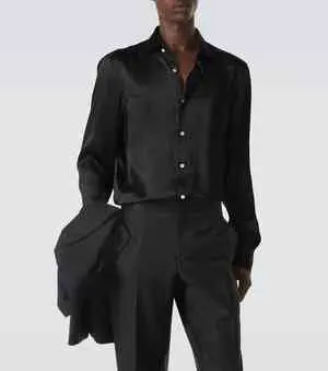 Rubinacci Silk Satin Shirt - Black