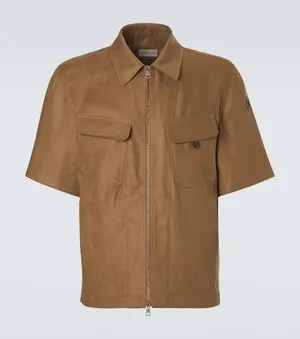 Moncler Linen Twill Zip-up Shirt