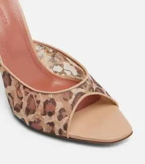 Amina Muaddi Alexa Leopard-print Lace Mules - Beige