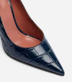 Amina Muaddi Ami Croc-effect Leather Pumps