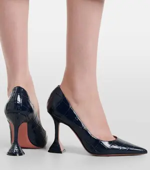 Amina Muaddi Ami Croc-effect Leather Pumps