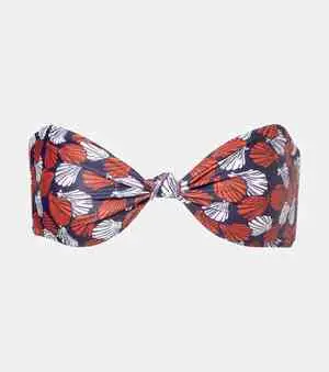 SAME Knotted Printed Bandeau Bikini Top - Blue
