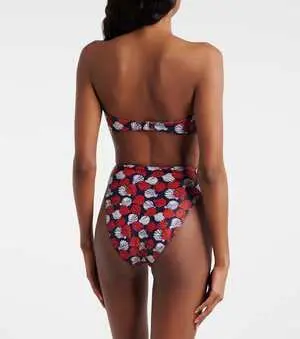 SAME Knotted Printed Bandeau Bikini Top - Blue