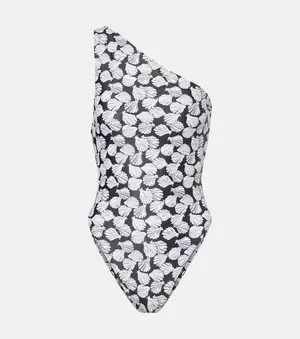 SAME Printed One-shoulder Swimsuit - Black