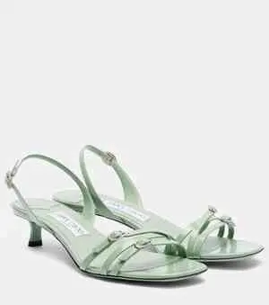 JIMMY CHOO Kaira Patent Leather Slingback Sandals - Green
