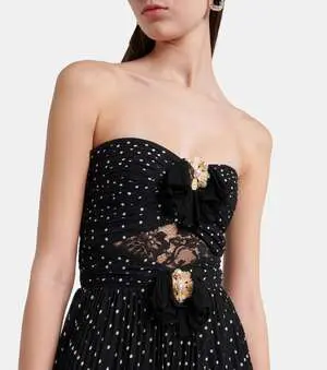 SELF-PORTRAIT Embellished Polka-dot Tiered Gown
