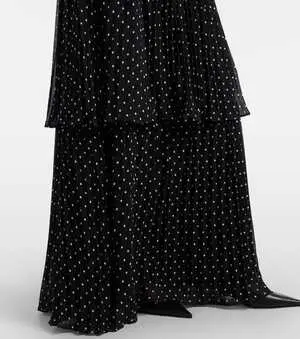 SELF-PORTRAIT Embellished Polka-dot Tiered Gown