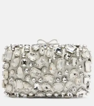 SELF-PORTRAIT Crystal-embellished Satin Clutch