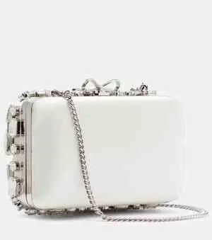 SELF-PORTRAIT Crystal-embellished Satin Clutch