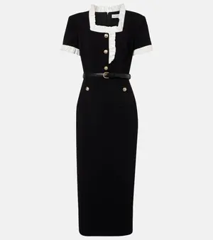 SELF-PORTRAIT Belted Crepe Midi Dress