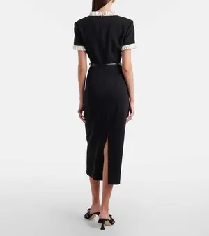 SELF-PORTRAIT Belted Crepe Midi Dress