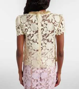 SELF-PORTRAIT Embellished Lace Top