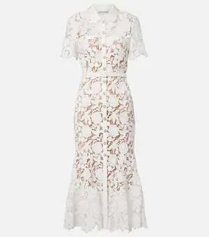 SELF-PORTRAIT Belted Lace Shirt Dress