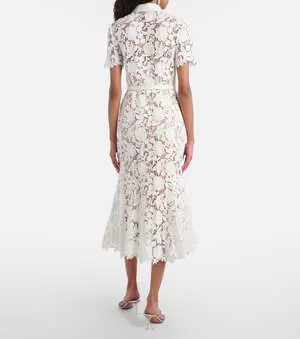 SELF-PORTRAIT Belted Lace Shirt Dress