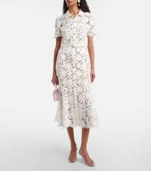 SELF-PORTRAIT Belted Lace Shirt Dress
