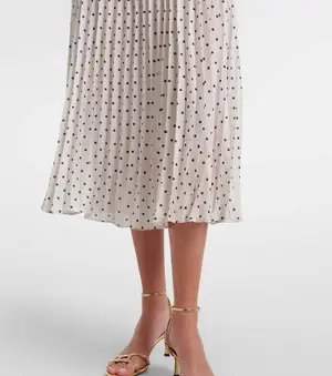 SELF-PORTRAIT Belted Polka-dot Pleated Midi Dress