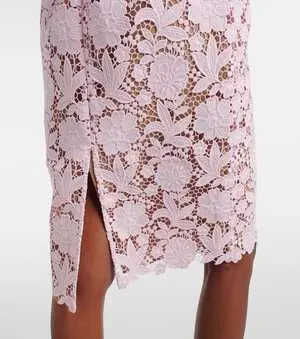 SELF-PORTRAIT Lace Pencil Skirt With Belt And Scalloped Hem