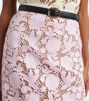 SELF-PORTRAIT Lace Pencil Skirt With Belt And Scalloped Hem
