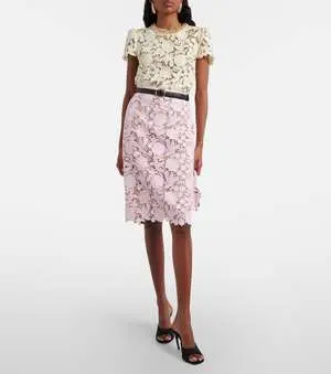 SELF-PORTRAIT Lace Pencil Skirt With Belt And Scalloped Hem
