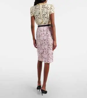 SELF-PORTRAIT Lace Pencil Skirt With Belt And Scalloped Hem