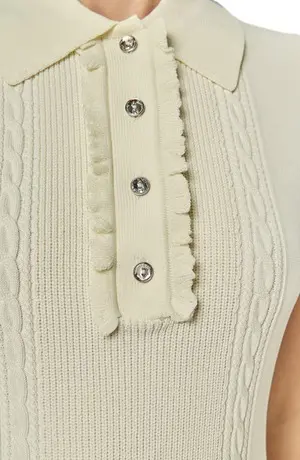English Factory Ruffle Placket Mini Sweater Dress