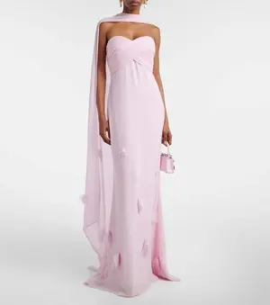 SELF-PORTRAIT Scarf-detail Georgette Gown