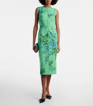 Erdem Floral Linen Midi Dress