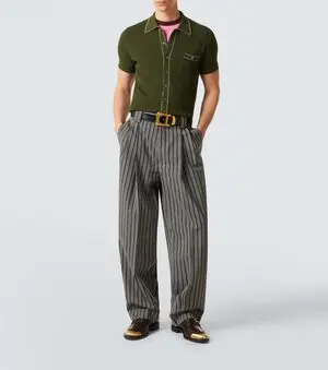 Versace Striped Virgin Wool Straight Pants