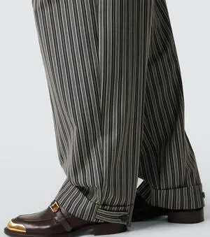 Versace Striped Virgin Wool Straight Pants