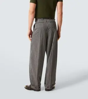 Versace Striped Virgin Wool Straight Pants