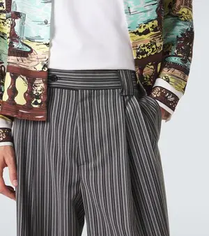 Versace Striped Virgin Wool Straight Pants