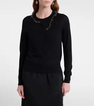 Simone Rocha Embellished Wool And Silk Cardigan