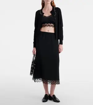 Simone Rocha Lace-trimmed Crepe De Chine Crop Top