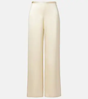 THE ROW Lanuit Silk Satin Straight Pants - White