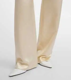THE ROW Lanuit Silk Satin Straight Pants - White