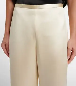 THE ROW Lanuit Silk Satin Straight Pants - White