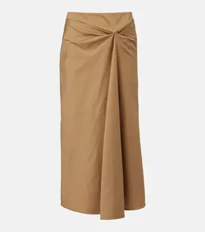 Max Mara Cotton-blend Satin Midi Skirt - Beige