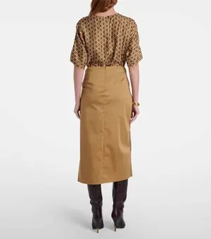 Max Mara Cotton-blend Satin Midi Skirt - Beige