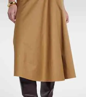 Max Mara Cotton-blend Satin Midi Skirt - Beige