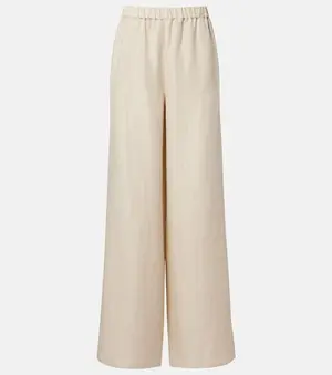 Max Mara Oro Linen And Silk Wide-leg Pants - Beige