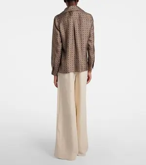 Max Mara Oro Linen And Silk Wide-leg Pants - Beige