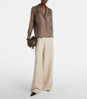 Max Mara Oro Linen And Silk Wide-leg Pants - Beige