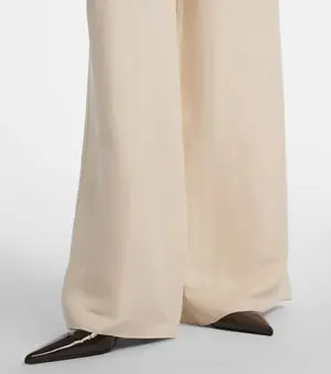 Max Mara Oro Linen And Silk Wide-leg Pants - Beige