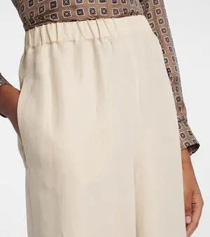 Max Mara Oro Linen And Silk Wide-leg Pants - Beige