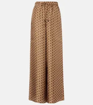 Max Mara Clarino Printed Silk Twill Palazzo Pants - Beige