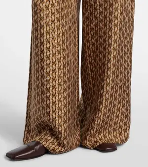 Max Mara Clarino Printed Silk Twill Palazzo Pants - Beige