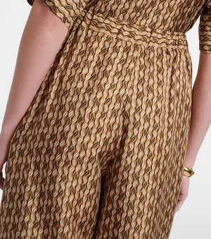 Max Mara Clarino Printed Silk Twill Palazzo Pants - Beige
