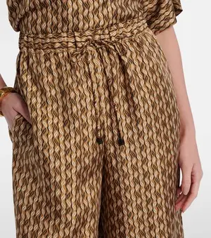 Max Mara Clarino Printed Silk Twill Palazzo Pants - Beige